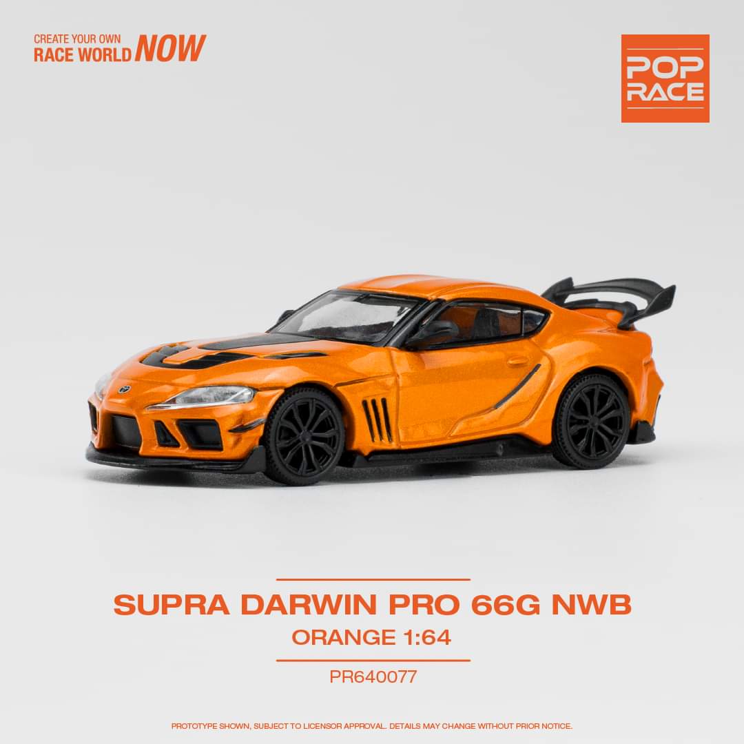 Pop Race 1:64 Scale DARWIN PRO 66G NWB TOYOTA SUPRA ORANGE – Mobile ...