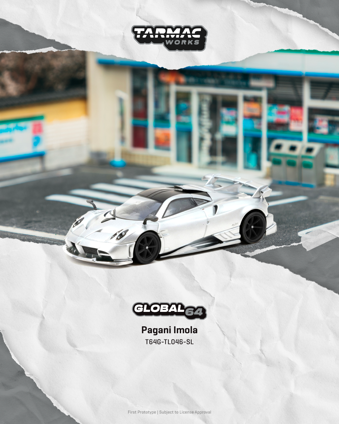 Tarmac Works Global64 Pagani Imola Matt Silver 1:64 Diecast Model T64G ...