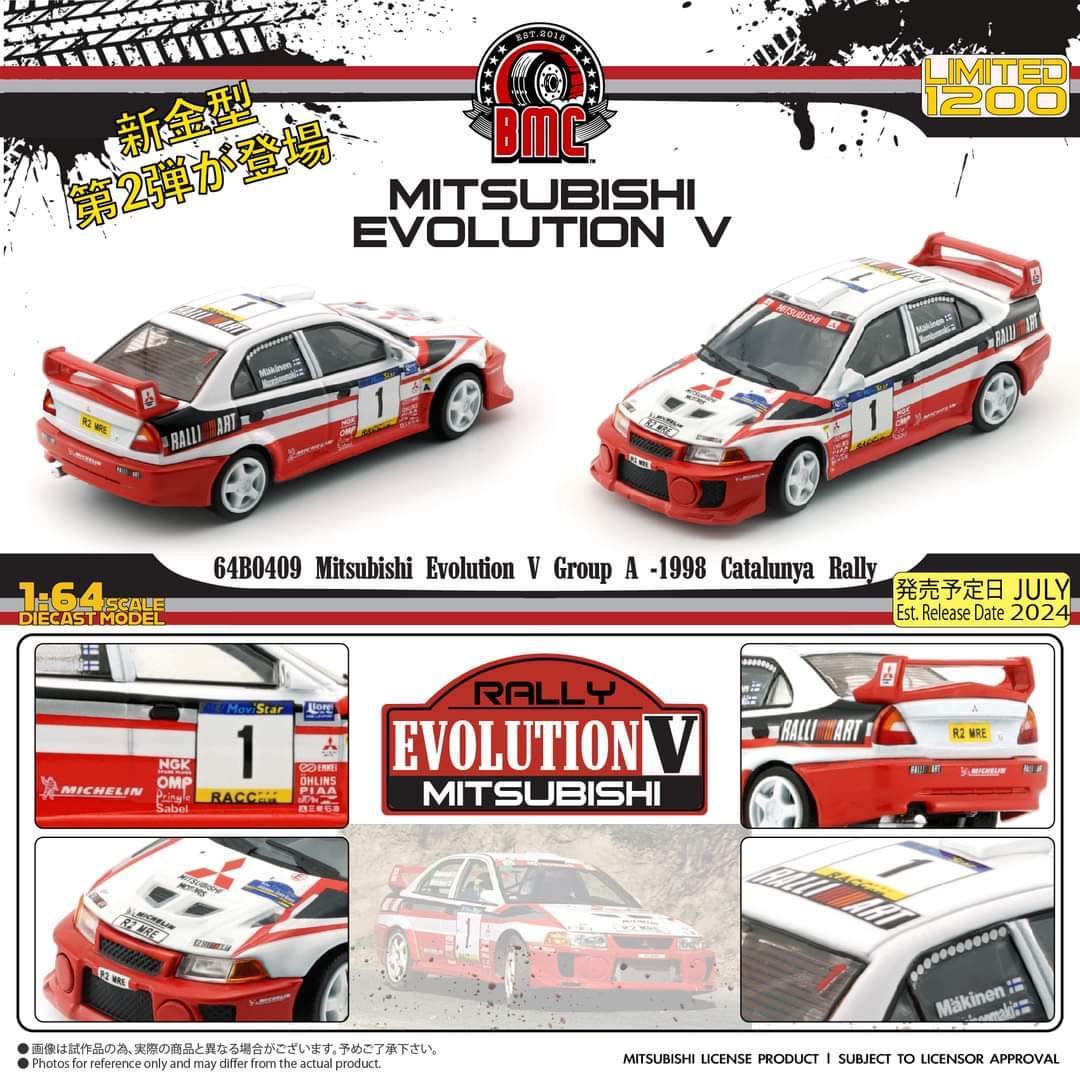 BMC 1:64 Scale Mitsubishi Lancer Evolution V Group A 1998 Catalunya Ra ...