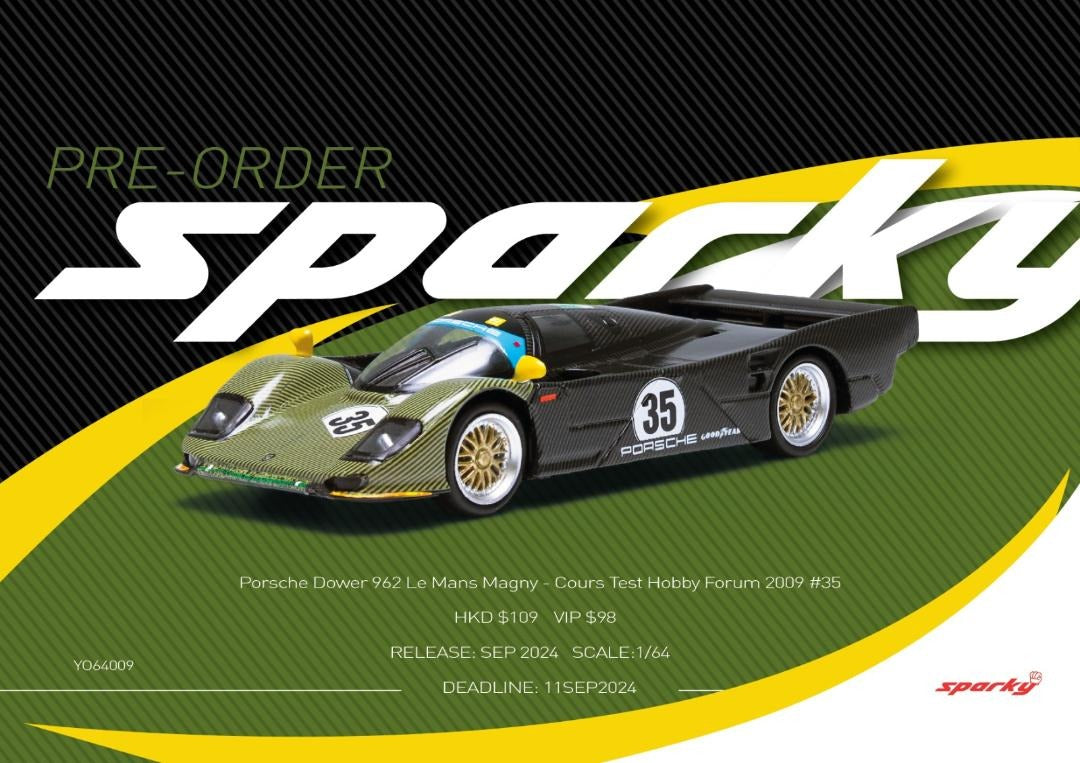 SPARKY X Tiny 1/64 Porsche Dower 962 Le Mans Magny-Cours Test Hobby Fo ...