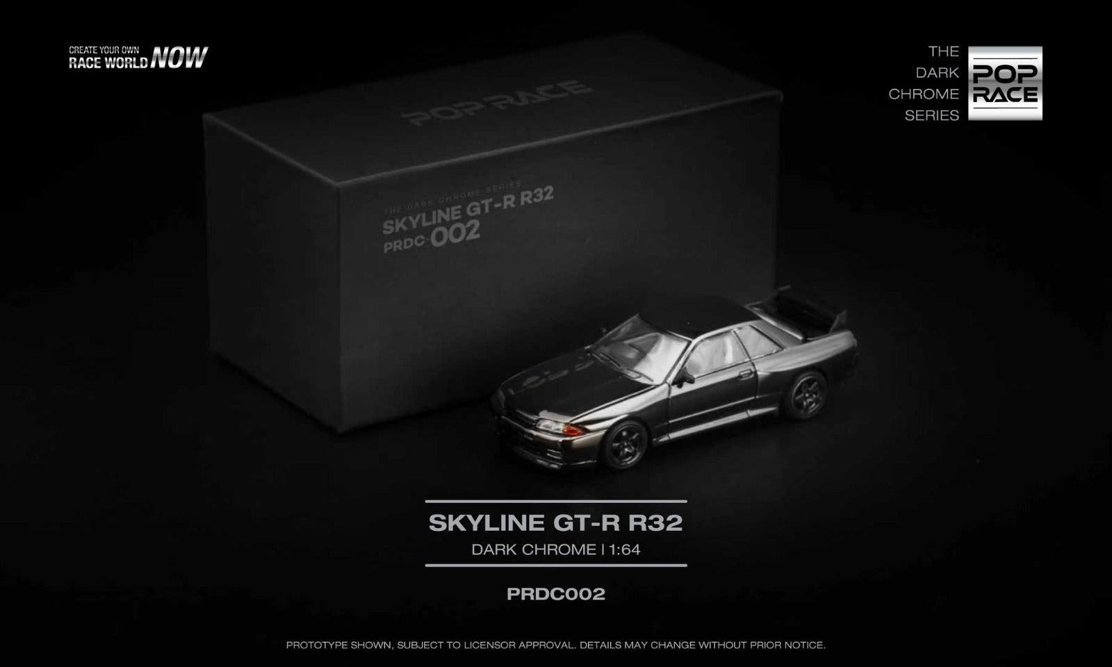 POPRACE 1:64 Scale Skyline GT-R R32 Dark Chrome PRDC002 - Pre Order Q2 ...