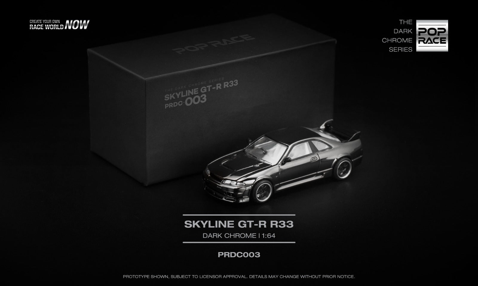 POPRACE 1:64 Scale Skyline GT-R R33 Dark Chrome PRDC003 - Pre Order Q2 ...